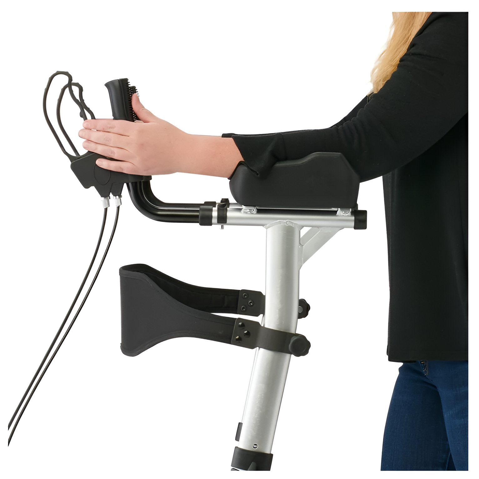 Medline Upright Rollator Walker with Padded Armrests, White