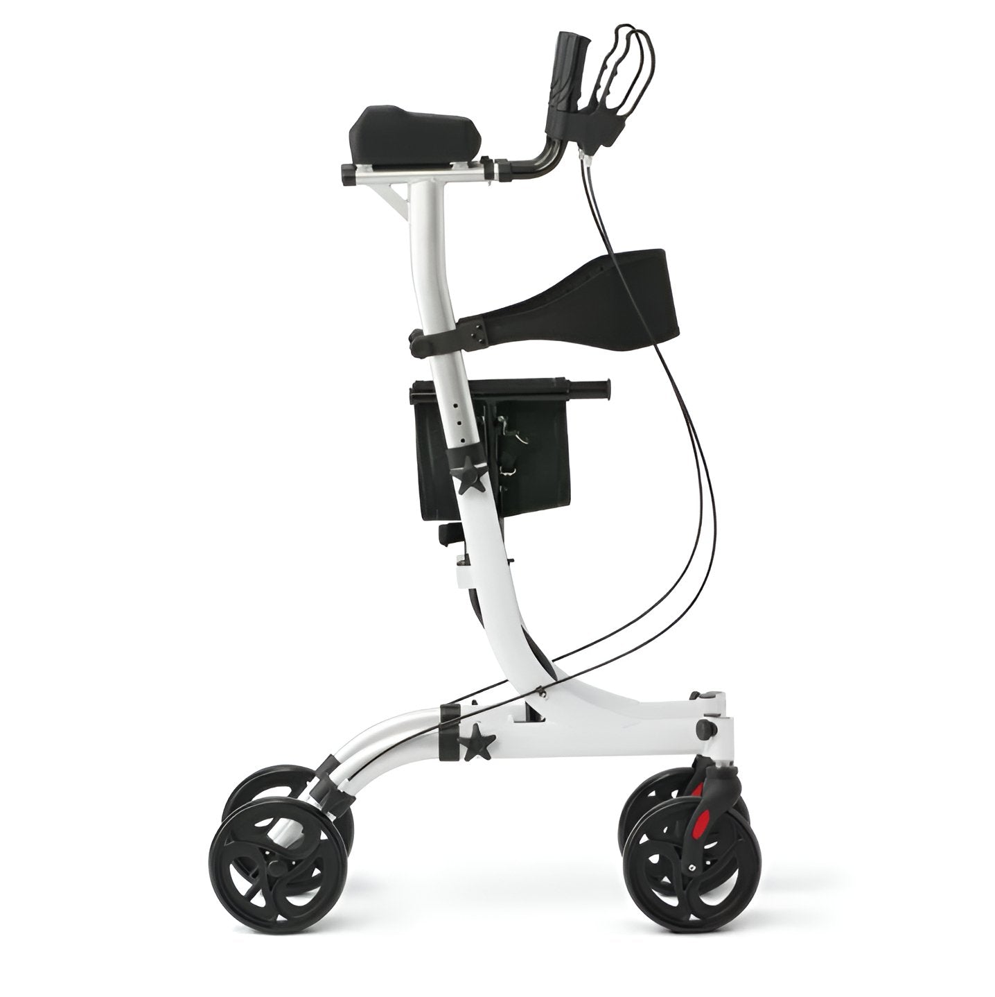 Home Medline Upright Rollator Walker with Padded Armrests, White