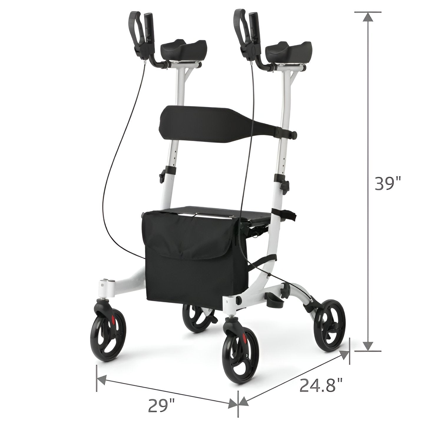 Medline Upright Rollator Walker with Padded Armrests, White